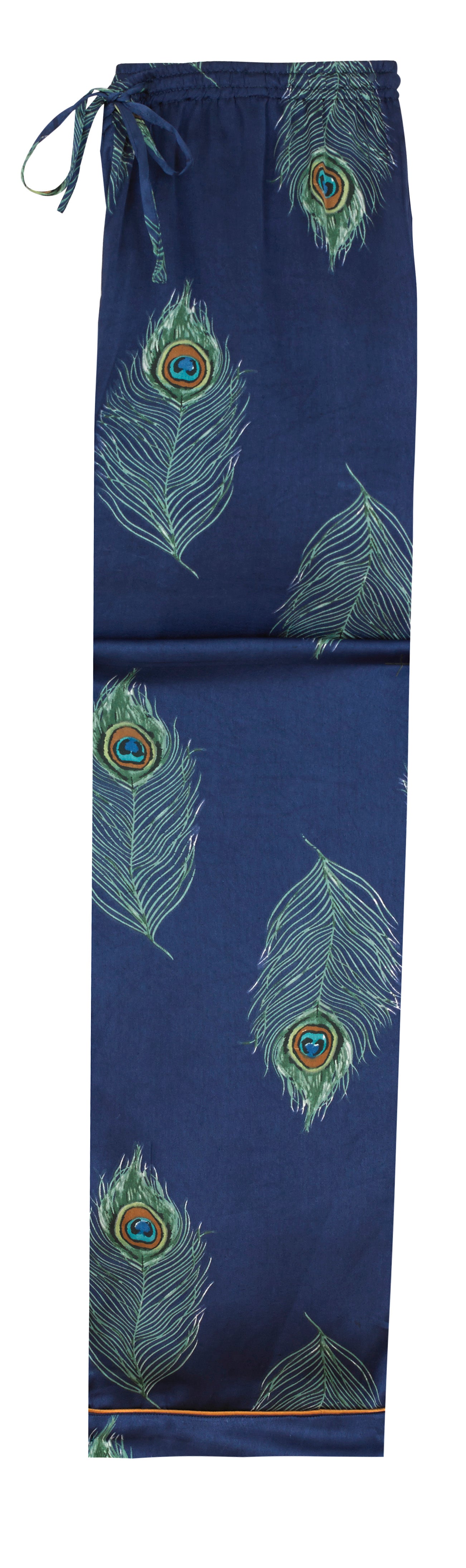 Womens Stand Alone Satin Traditional Pyjama Bottoms, Navy Peacock Feat ...